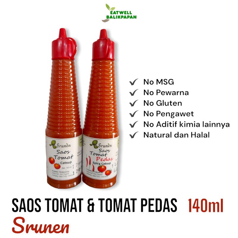 Jual SRUNEN SAOS TOMAT DAN SAUS TOMAT PEDAS 140ML - GLUTEN FREE - NON ...