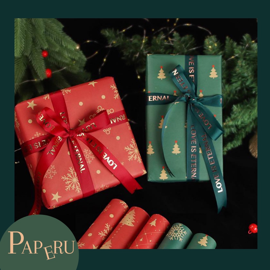 Jual [Paperu] Christmas Wrapping Paper Kraft Paper Xmas Kertas Kado ...