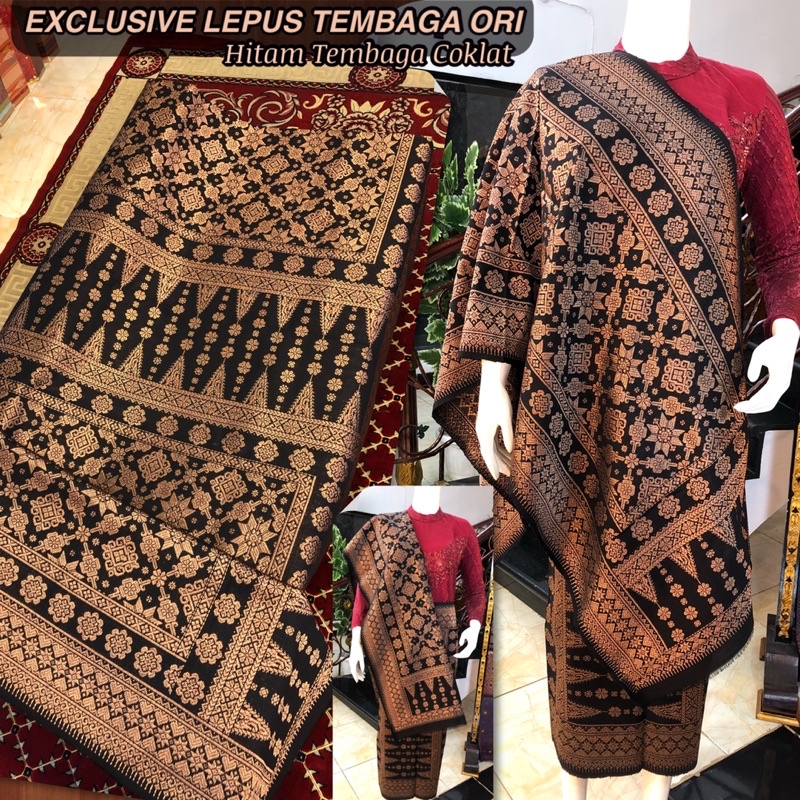 Jual EXCLUSIVE Lepus Tembaga ORI /warna Alam Hitam /songket tenun asli palembang /ilham songket ...