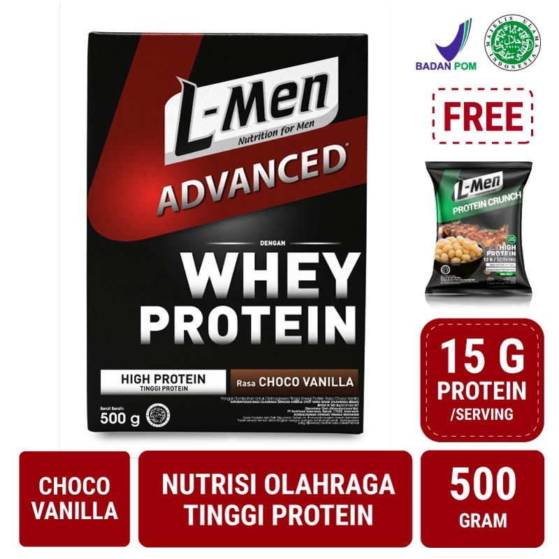Jual L-men Advance Chocolate Vanilla 500gr (Free L-men Protein Crunch ...