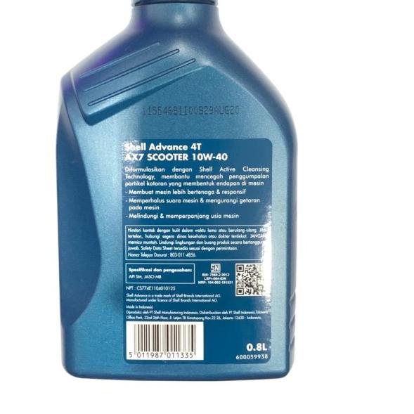Jual OLI MATIC SHELL ADVANCE 4T AX7 SCOOTER MATIC 10W-40 800 ML ORIGINAL | Shopee Indonesia
