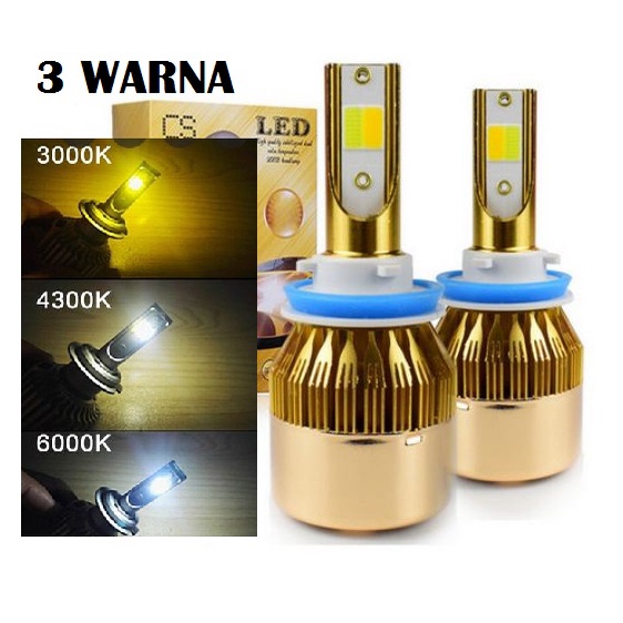 Jual Lampu LED Mobil Foglamp 3 warna kabut fog lamp komplit h11 hb3 hb4 bohlam | Shopee Indonesia