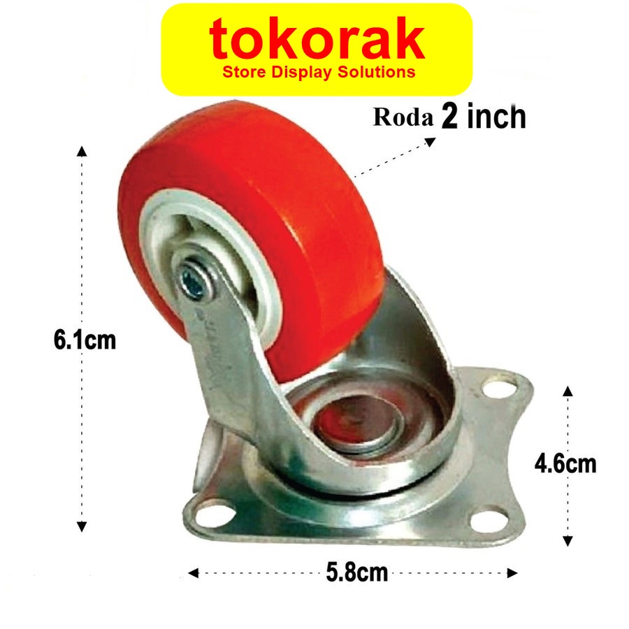 Jual RODA 2 INCH PLAT HIDUP MERAH XANDER RODA ETALASE RODA CASTER 2 ...