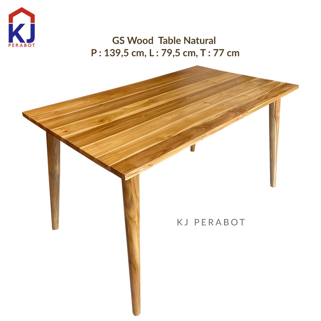 Jual KJ Perabot - Meja Makan Kayu Natural | Shopee Indonesia