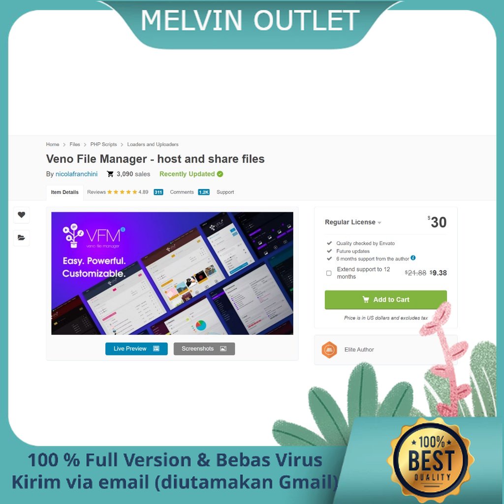 Jual Veno File Manager - host and share files PHP SCRIPTS CODECANYON DIGITAL MARKETING TOKO ...