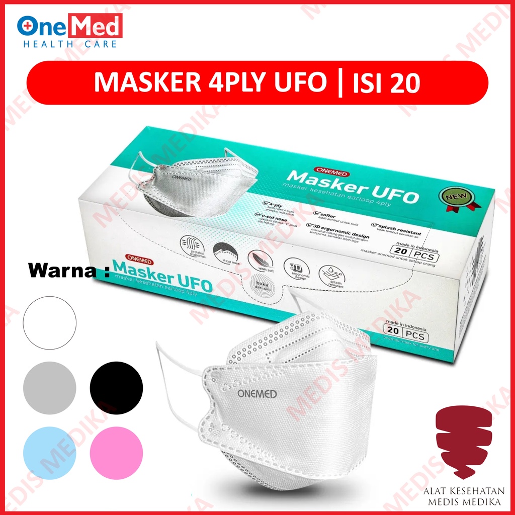 Jual Masker UFO 4PLY OneMed Isi 20 Medis Earloop Debu Karet Telinga ...