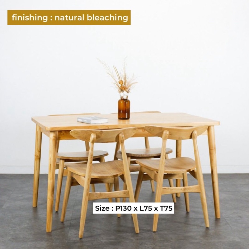 Jual Set Meja Makan Retro Scandinavian - Kursi Makan Ropan Bulat Sabit Finishing Bleacing ...