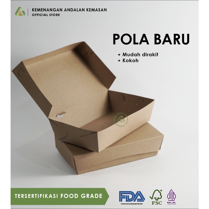 Jual Paper Lunch Box S,M,L/ Kotak makanan coklat polos/ lunch box selip ...