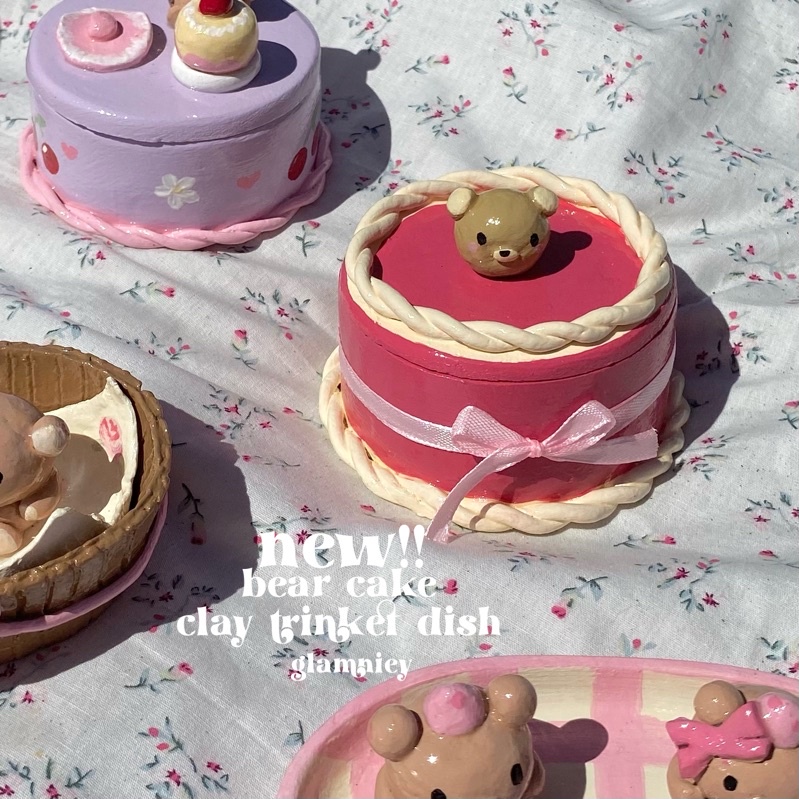 Jual new!! READY / bear cake clay trinket dish | Shopee Indonesia