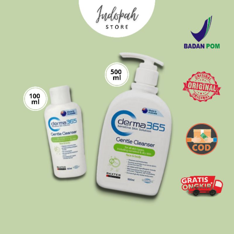 Jual DERMA 365 GENTLE CLEANSER FACE&BODY 100ML | 500ML | Shopee Indonesia