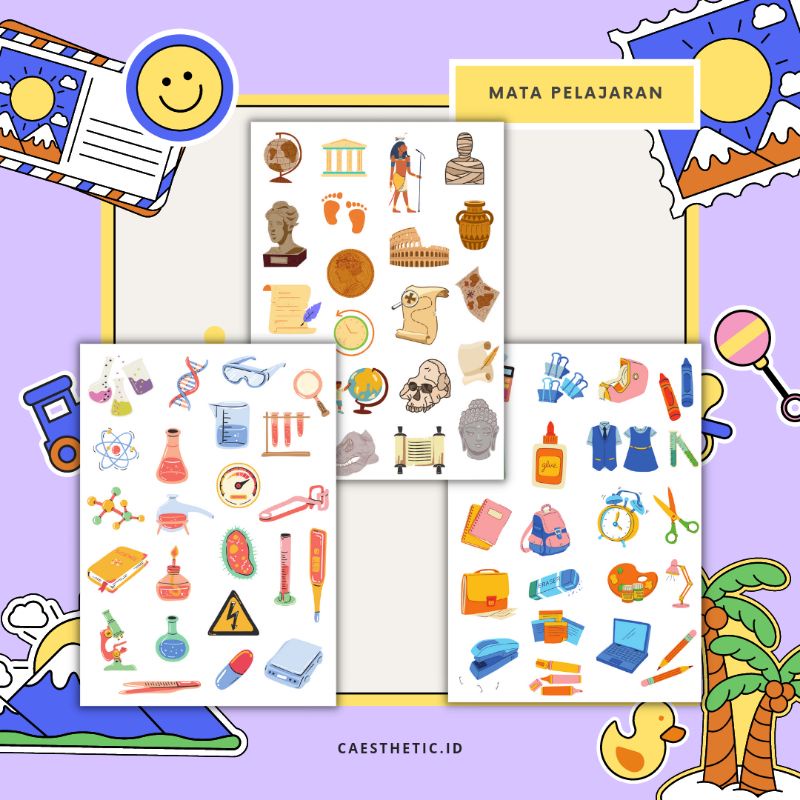 Jual Sticker Mata Pelajaran - Sticker study - Sticker sains history ...