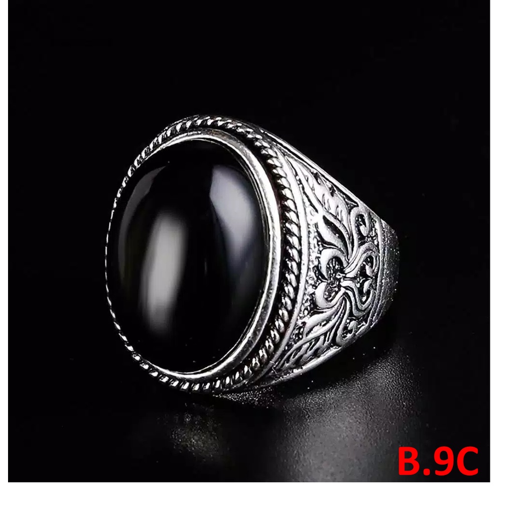 Jual Cincin Batu Mulya Black Opal | Cincin Pria | Ring Silver Elegan ...