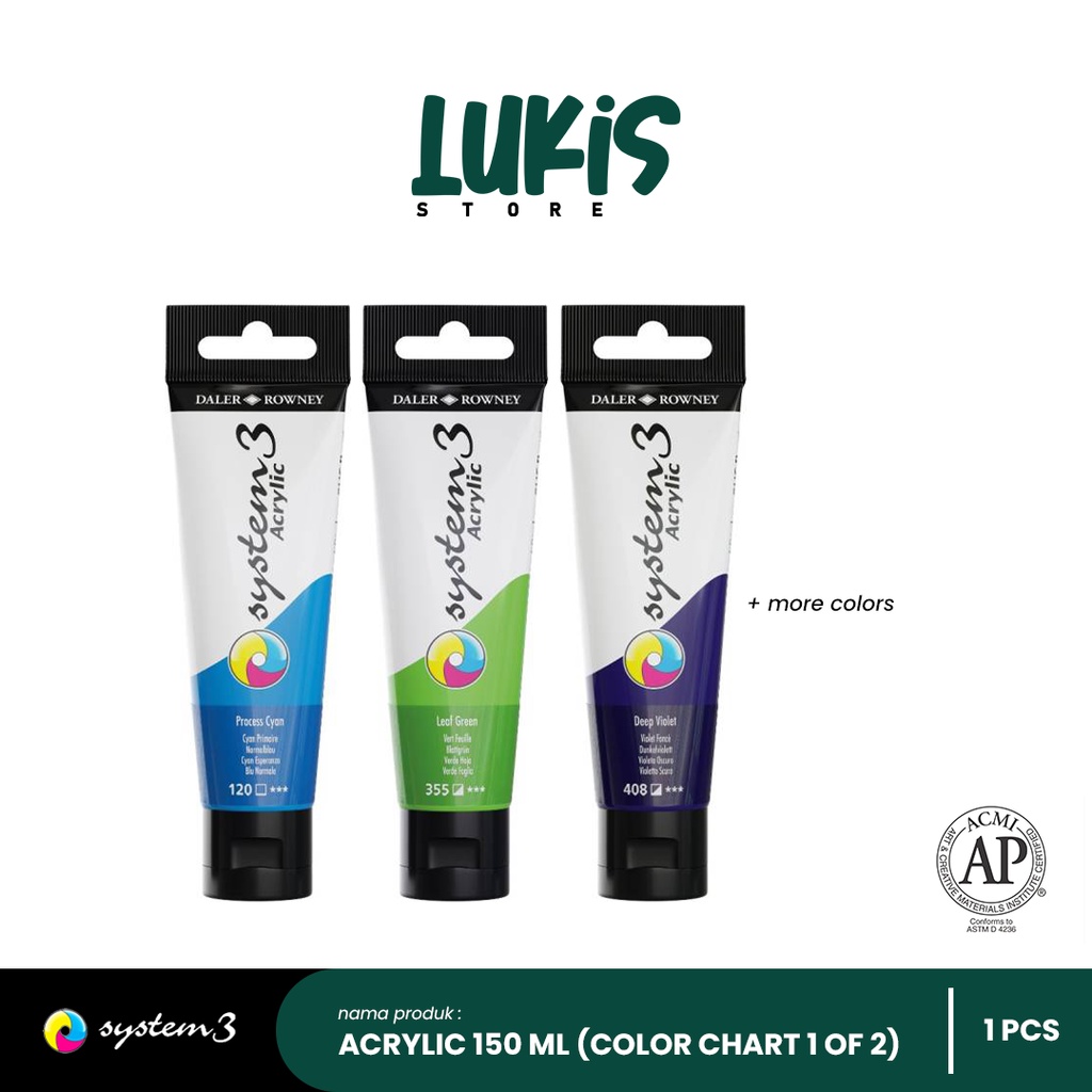 Jual Cat Akrilik SYSTEM3 Acrylic 150 ml (Color Chart 1 of 2) | Shopee ...