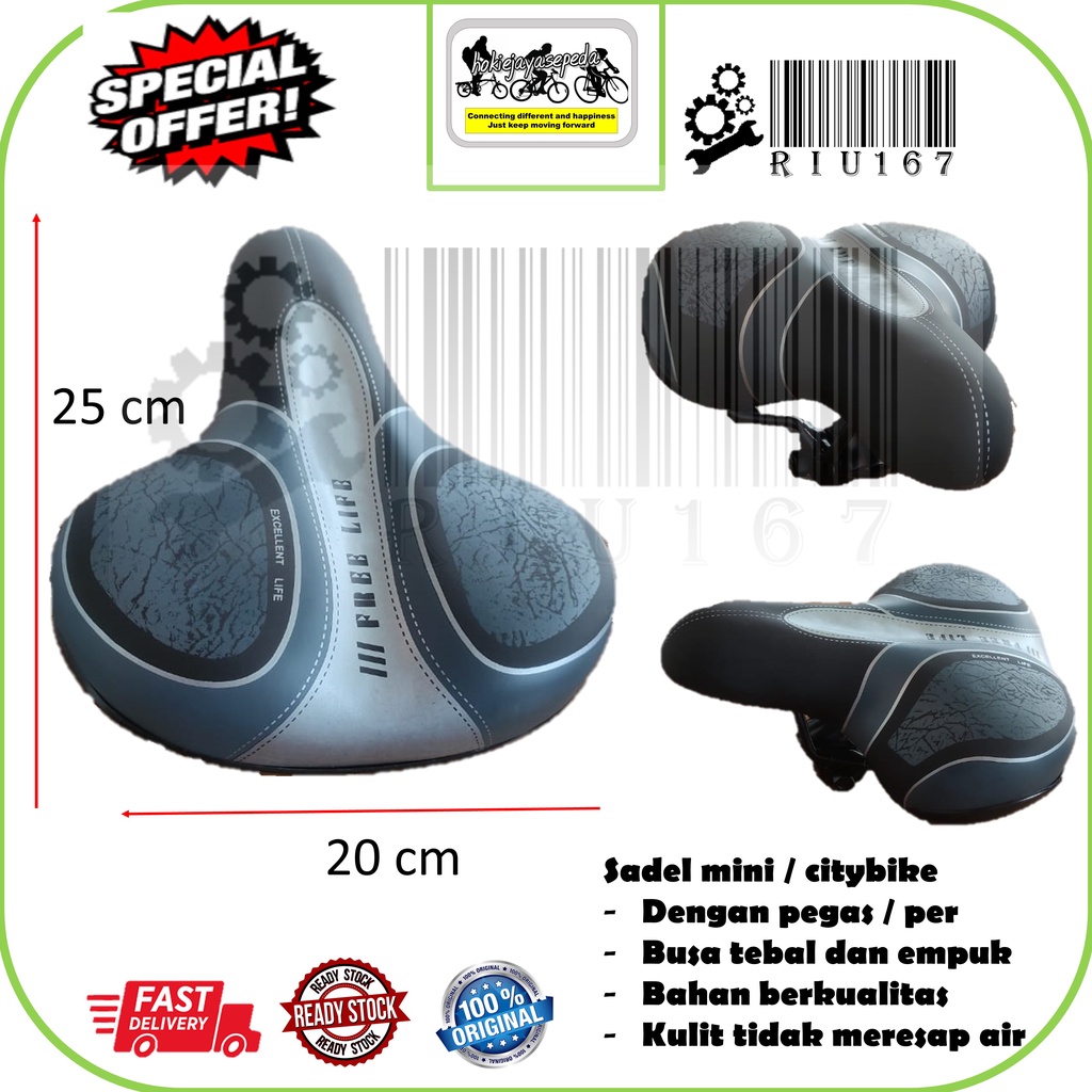 Jual RIU167 SADEL JOK SEPEDA LIPAT/MINI dengan per spring LEBAR, TEBAL ...