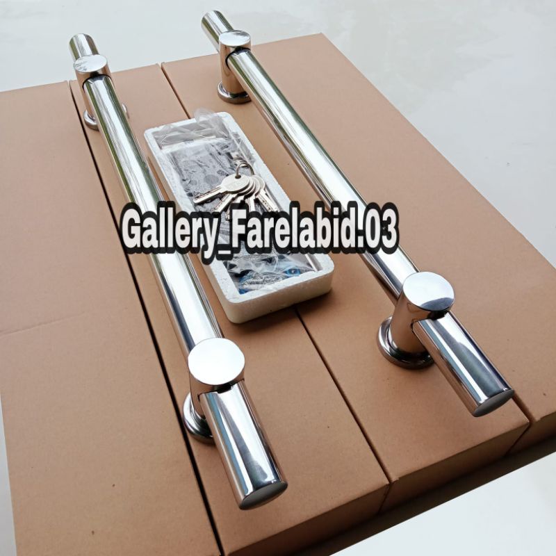 Jual Handle Pintu Rumah Stainless Steel Bulat 80 Cm Set Body Kunci ...