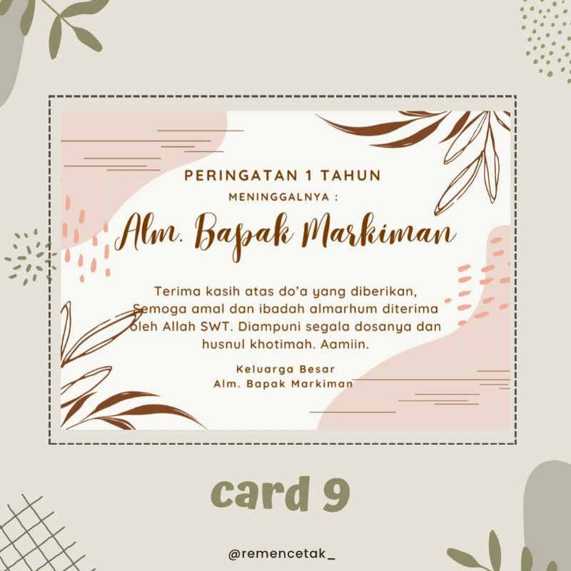 Jual KARTU UCAPAN / STICKER MENGENANG 40 HARI/ 100 HARI/ 1000 HARI TAHLIL | Shopee Indonesia