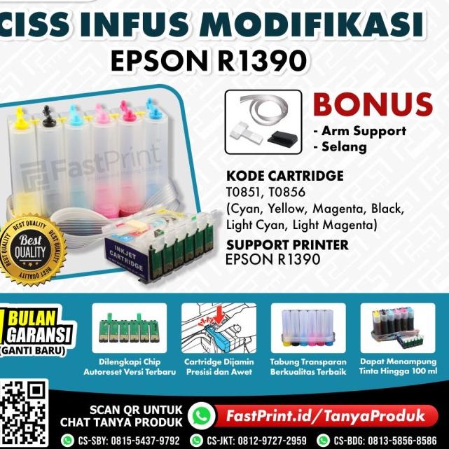 Jual Fast Print CISS Infus Modifikasi Epson R1390 Kosongan - Chip Pisah ...