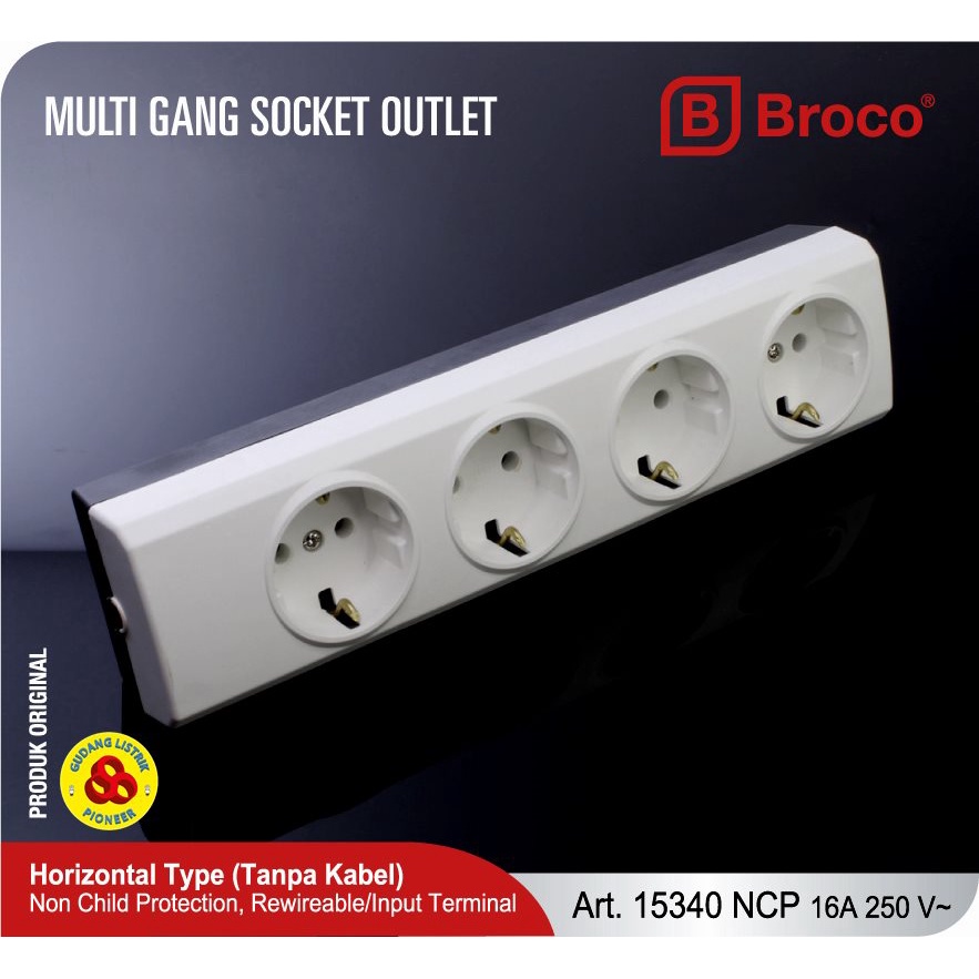Jual Broco Stop Kontak 4 Lubang 15340 NCP Socket Terminal 4 Lbg | Shopee Indonesia