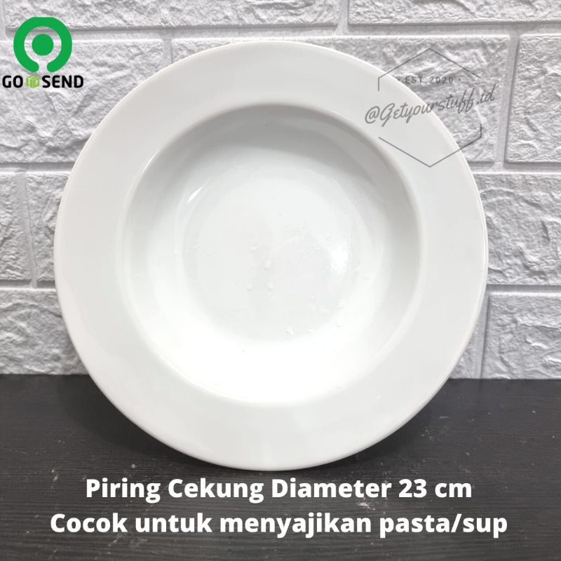 Jual Piring Makan Cekung Diameter 25 cm Keramik Porselen Pasta Sup ...