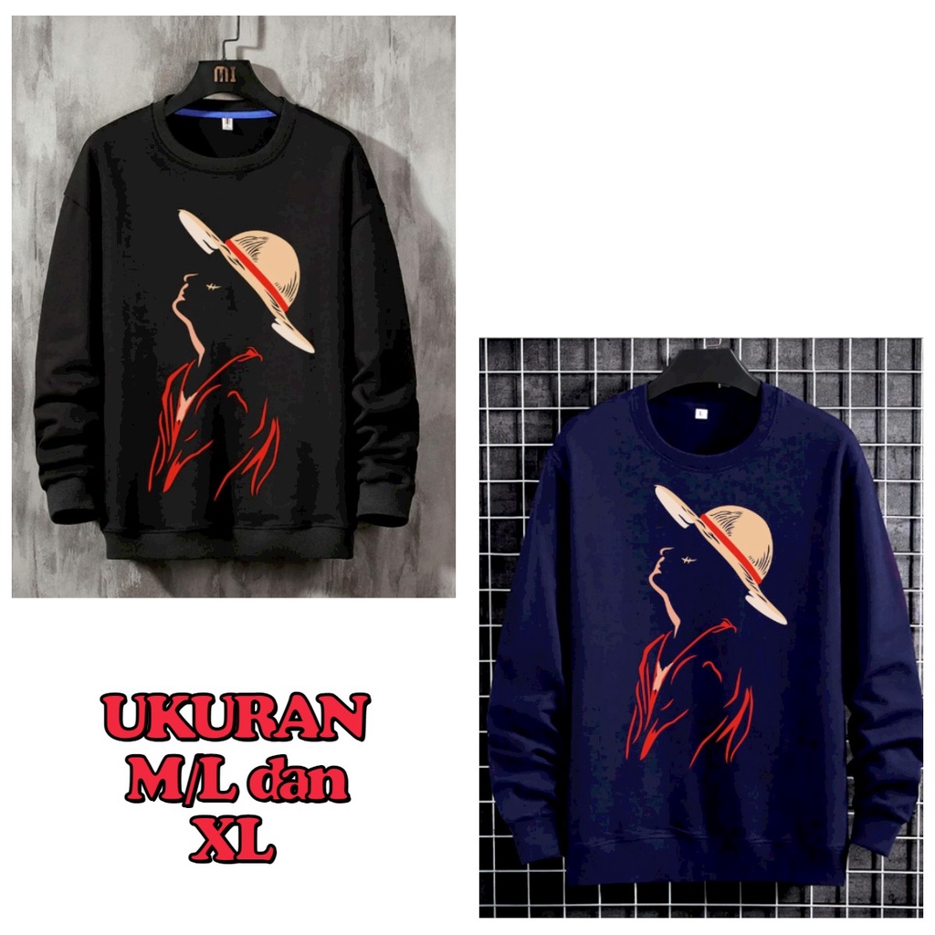 Jual MUKZHOP - BAJU SWEATER TOPI LUFFY / atasan lengan panjang / motif ...