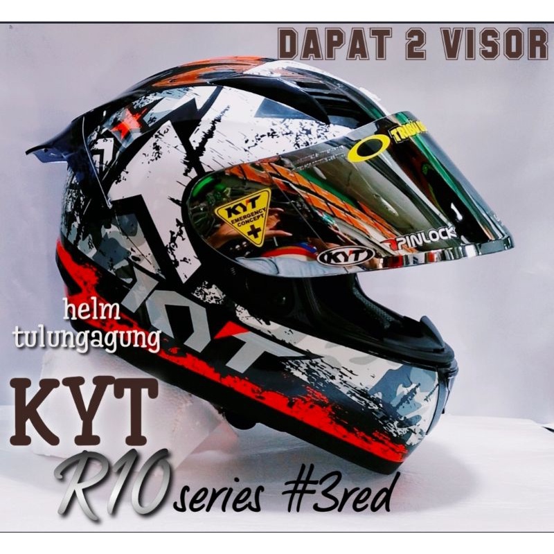 Jual KYT R10 PAKET GANTENG SPESIAL EDITION SERIES #3 WHITE RED FLAT ...