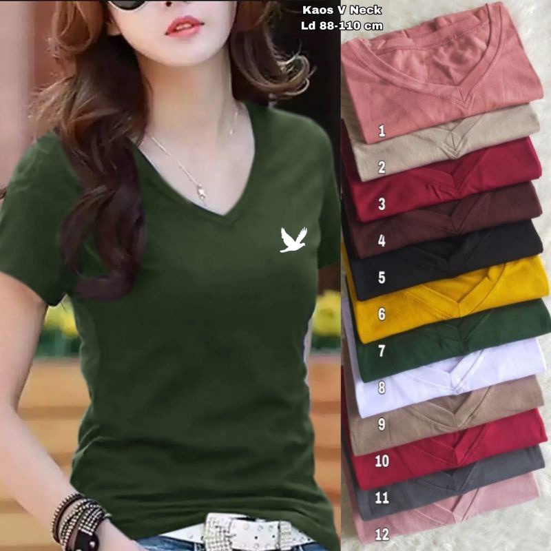 Jual GSC - Kaos Vneck BIRD / Bahan spandex , 1kg muat 7 pcs , fit to L ...