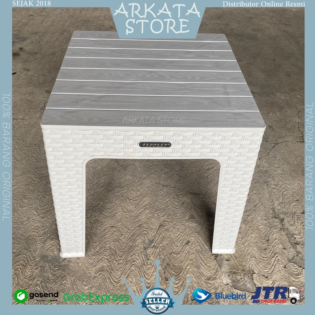 Jual Mapan 45 - Meja Teras Plastik Napolly Motif anyaman Rotan | Meja ...