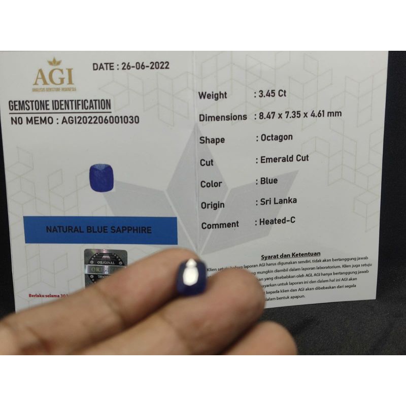 Jual Natural Batu Blue Shapire Srilanka Plus Memo AGI | Shopee Indonesia