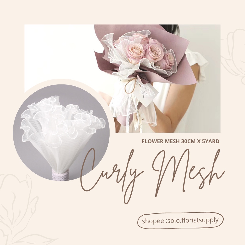 Jual [SW] 30cmx5yard CURLY MESH FLOWER WRAPPING KOREAN CURLY MESH ...