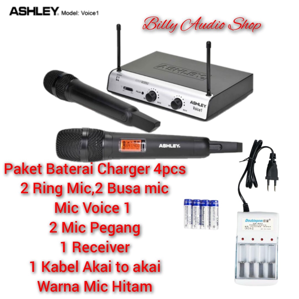 Jual Mic Wireless Ashley Voice 1 original produk 2 mic pegang | Shopee ...