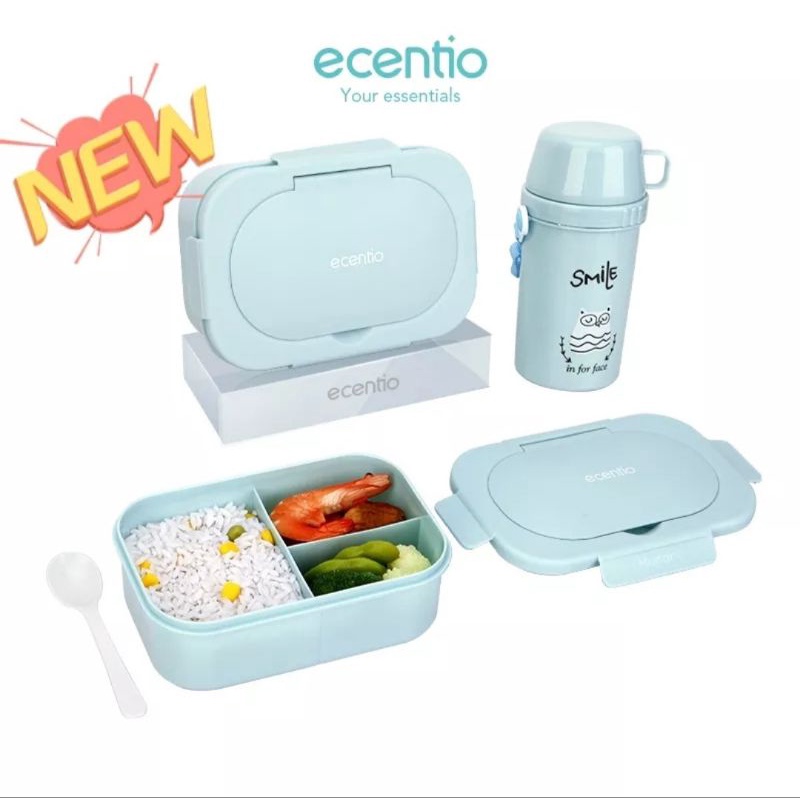 Jual Ecentio lunch box / tempat makan anak Set 650ml+ 450 ml | Shopee ...