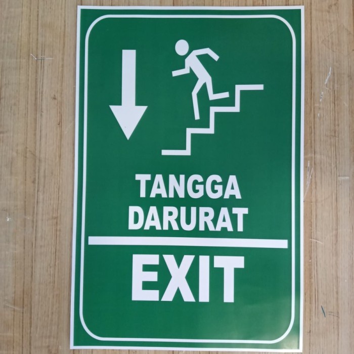 Jual stiker rambu tangga darurat / exit / sticker sign tangga darurat ...