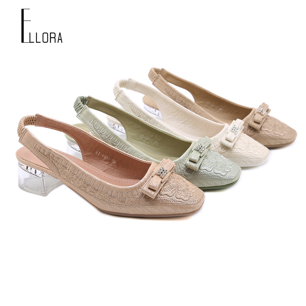 Jual ELLORA EZ-6680 Sepatu Pesta Wanita Chunky Heels Transparan Import ...