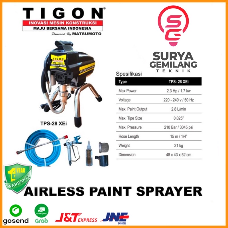 Jual Mesin Cat Semprot Tembok Airless Sprayer Tigon TPS 28 XEi Mesin ...