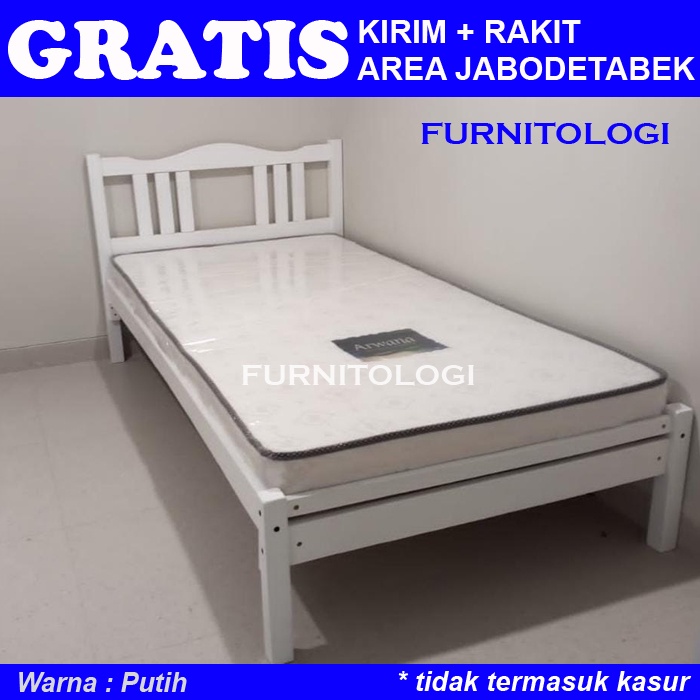 Jual Tempat Tidur Single Kayu Ranjang Single Bed Kayu uk 90x200 ...
