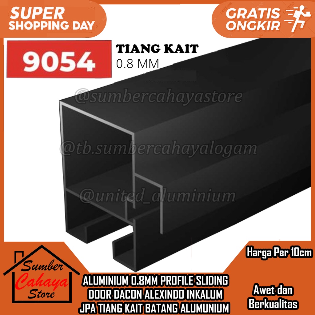 Jual Aluminium Tiang Kait 9054 Sliding Door Alumunium PER 10 CM ...