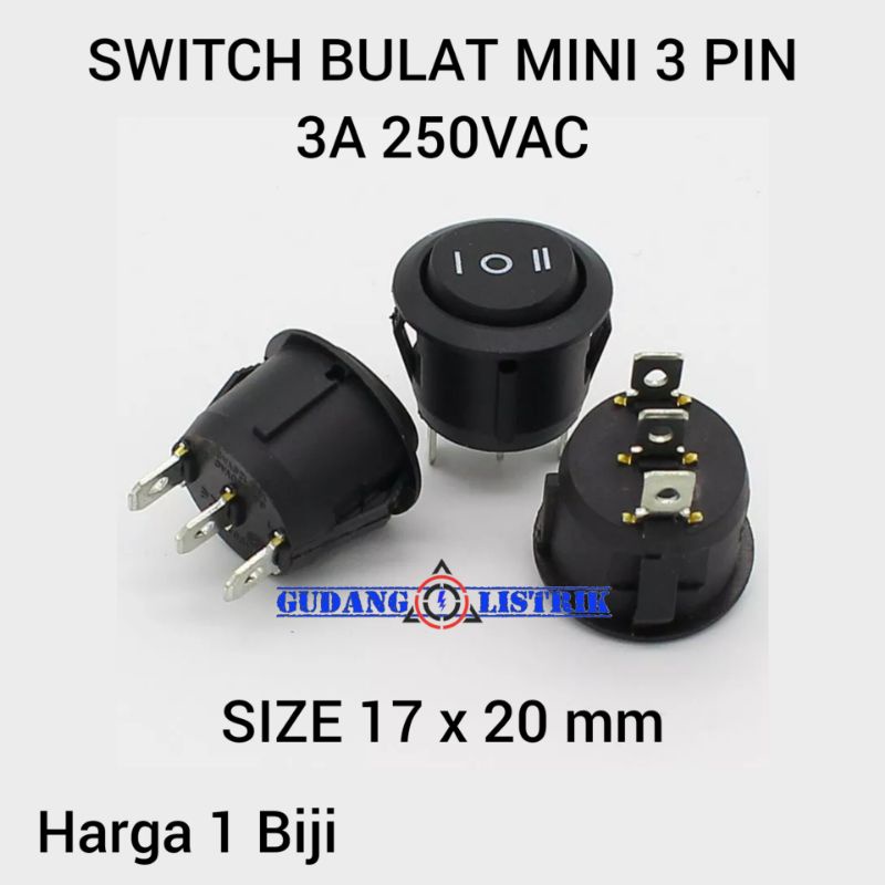 Jual Switch Saklar Tombol On Off On Bulat Mini 3 Pin 3A 250VAC | Shopee ...