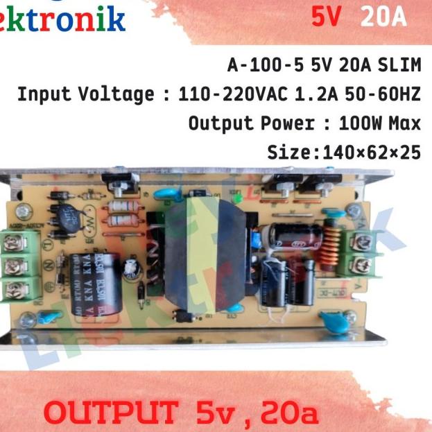 Jual POWER SUPPLY RUNNING TEXT SLIM ADAPTOR TRAVO 5V 20A 40A 60A - 5V ...