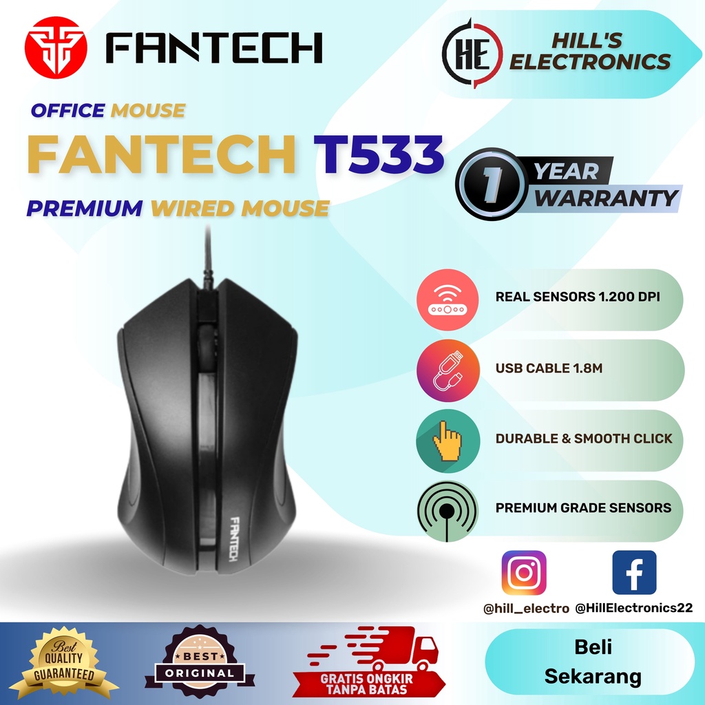 Jual Fantech Office Mouse Premium Wired T533-Sensitive Move | Shopee Indonesia
