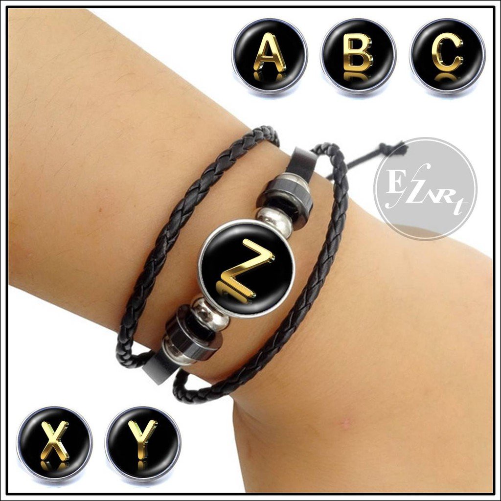 Jual GELANG ABJAD ALPHABET INISIAL HURUF A-Z CUSTOM KULIT MULTILAYER ...