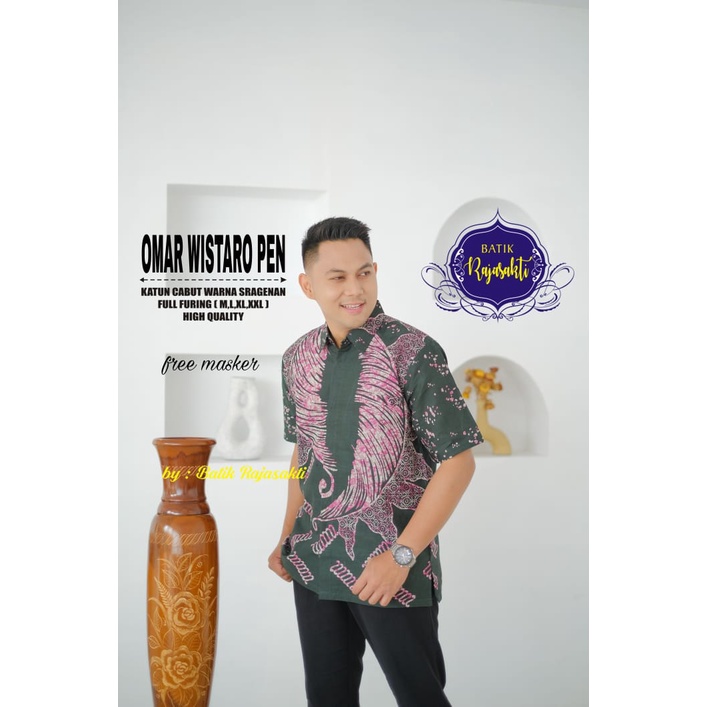 Jual Batik UMAR Kemeja Batik Pria Lengan Pendek Baju batik Solo Bayar Di Tempat Atasan Dewasa ...