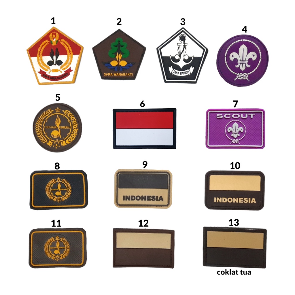 Jual Patch Rubber Logo Pramuka Logo Scout Bendera Cokelat Velcro ...