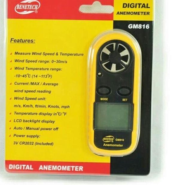 Jual Digital Anemometer Pengukur kecepatan angin thermometer anemo ...
