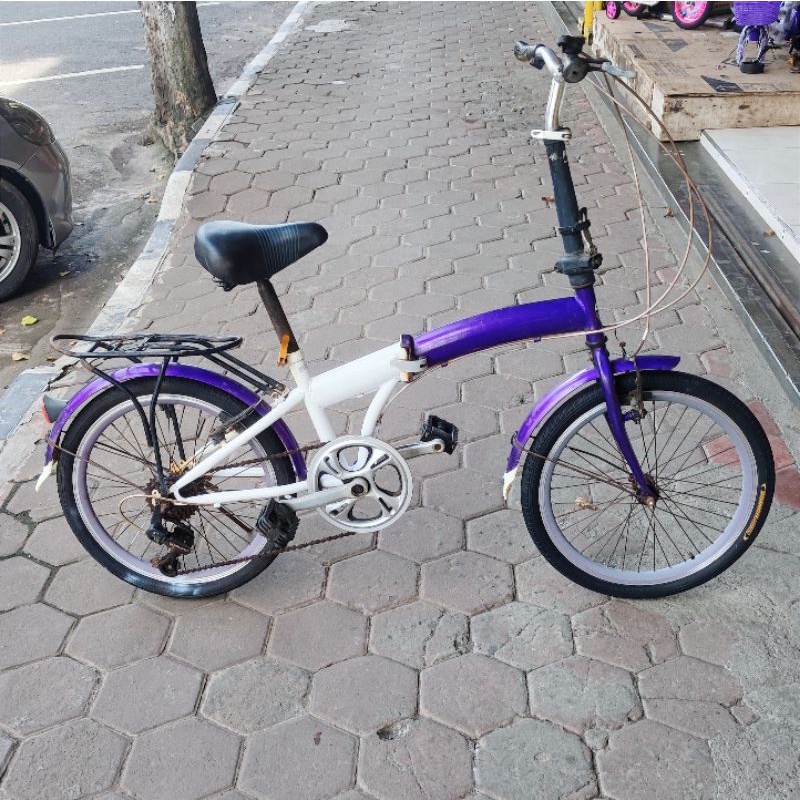 Jual Sepeda Lipat / Folding Bekas / Second 20" Ungu Putih | Shopee ...