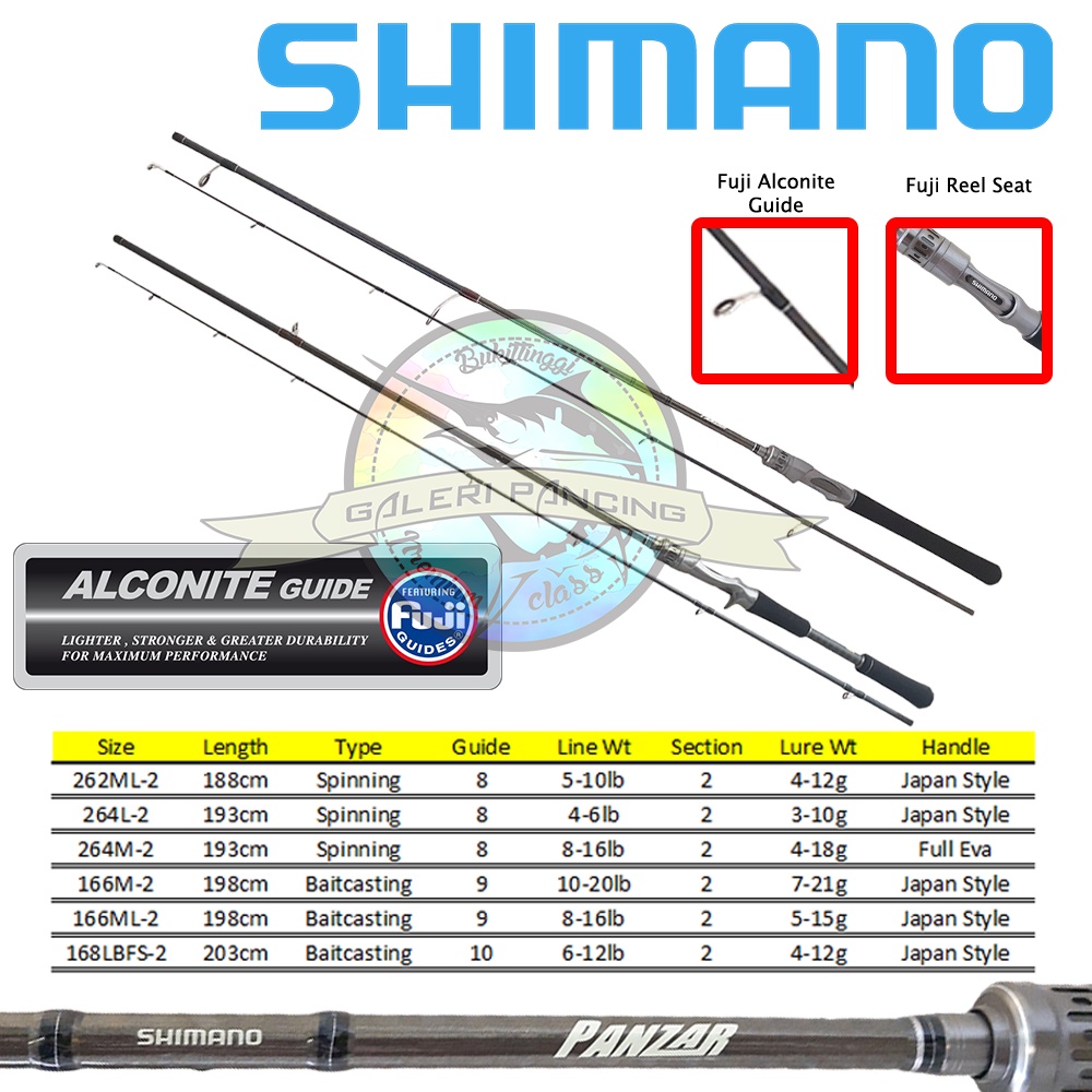 Jual Joran Pancing Shimano Panzar XT Spinning dan Baitcasting Fuji Alconite Guide | Shopee Indonesia