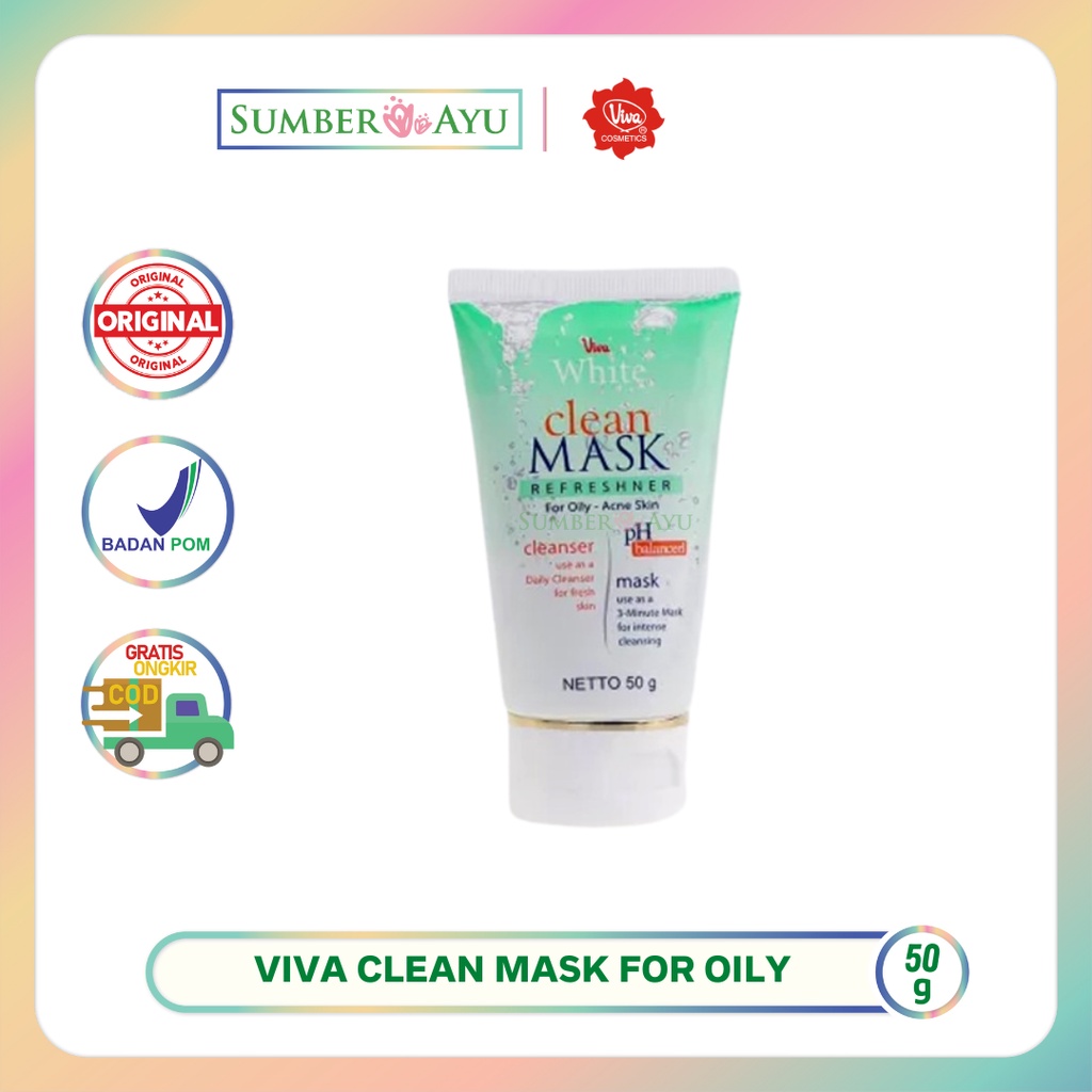 Jual Viva White Clean & Mask Refreshner For Oily-Acne Skin 50 gr ...