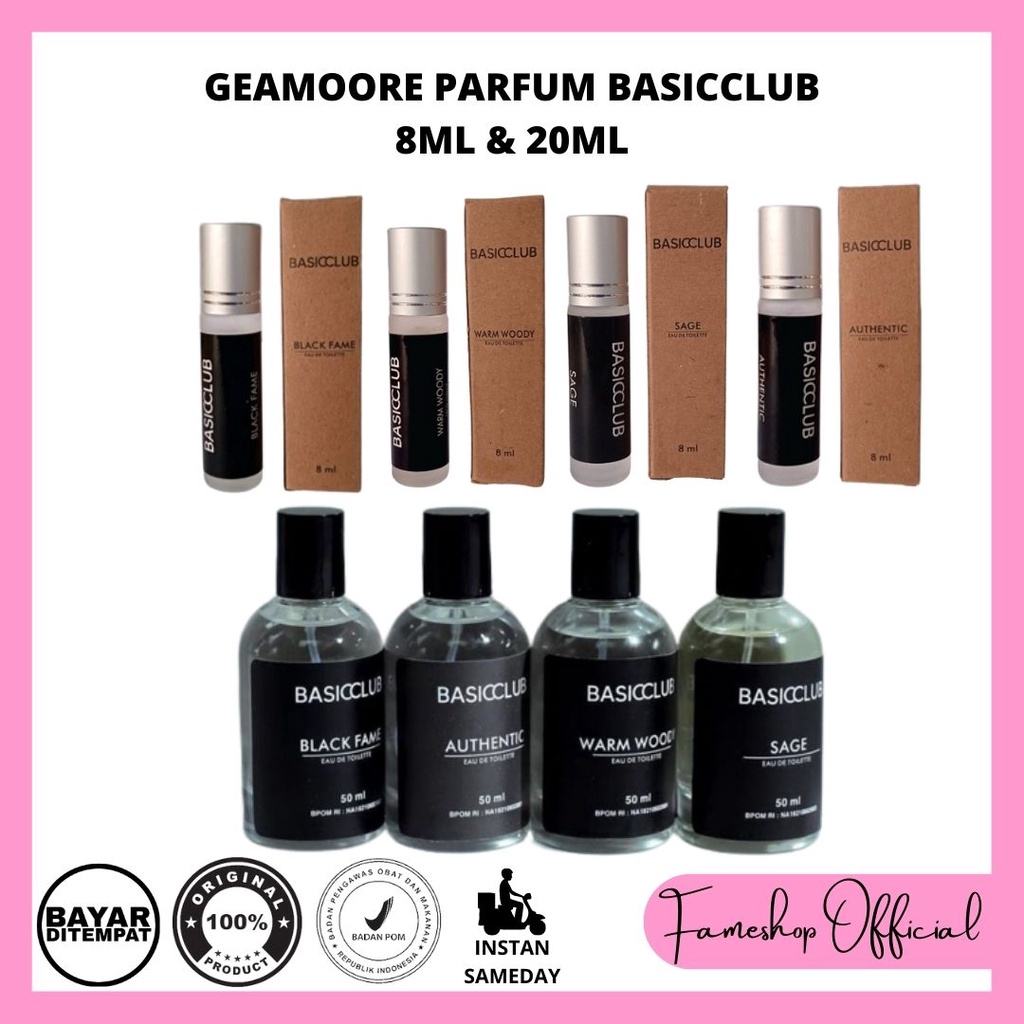 Jual Geamoore Parfum BASICCLUB Roll On 8ml & Spray 50ml / Farfum Unisex ...