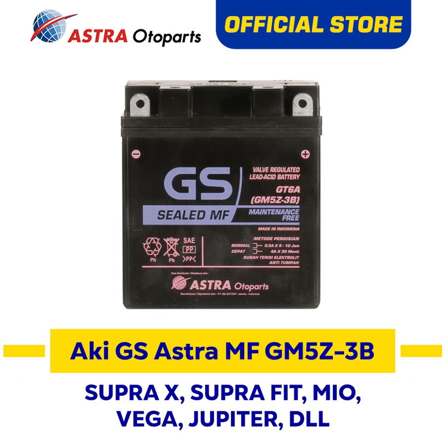Jual Aki Motor GS ASTRA MF GM5Z-3B Supra Vega Mio Smash Shogun dll | Shopee Indonesia