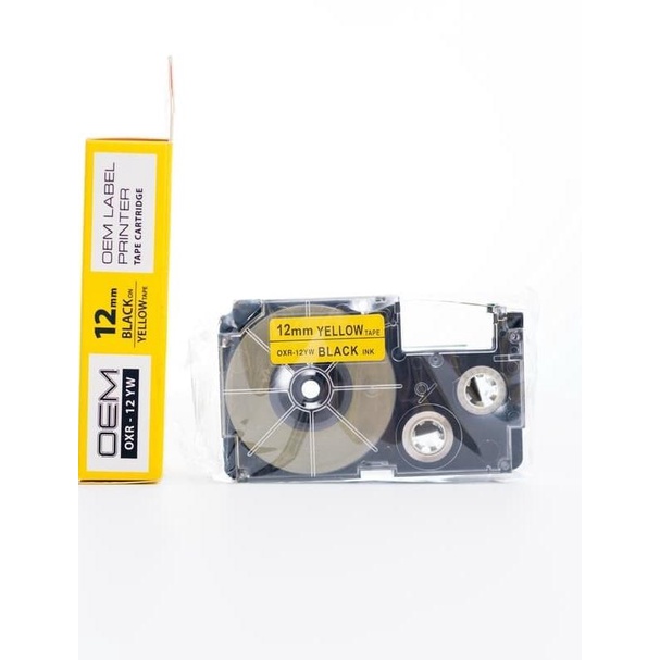 Jual OEM TAPE EZ LABEL CASIO 12MM BLACK INK YELLOW (OXR-12YW) | Shopee ...