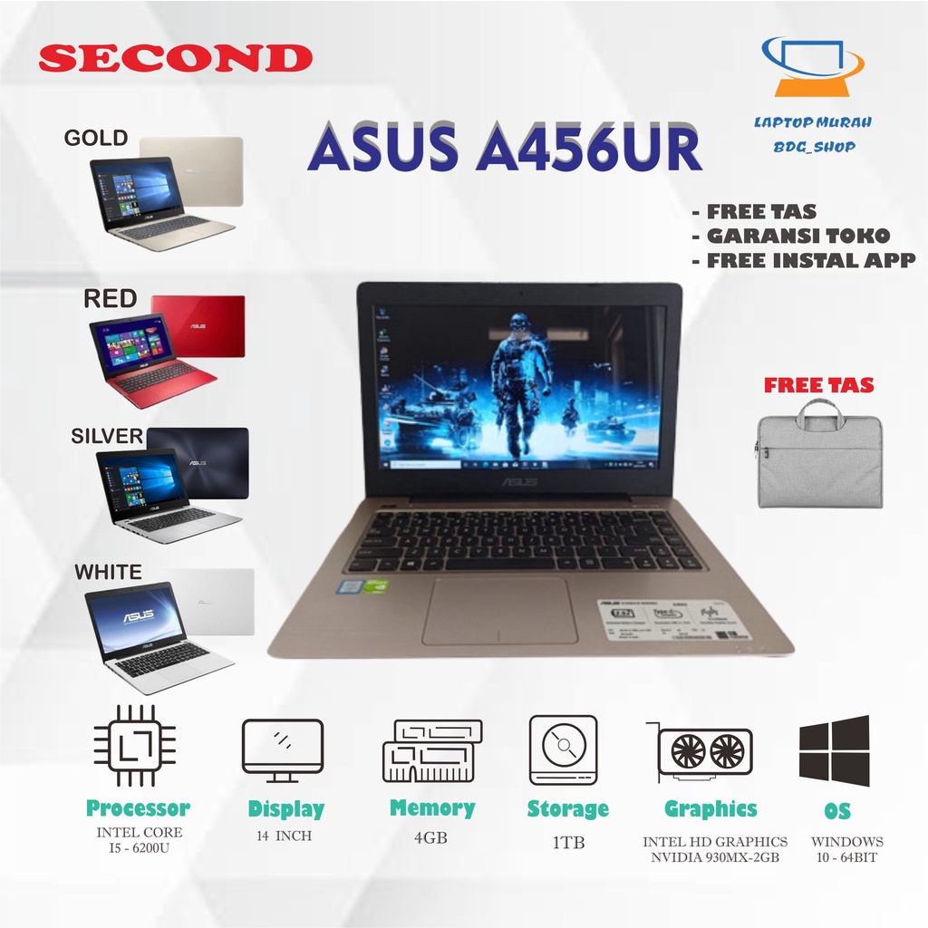 Jual ASUS A456UR Core i5 RAM4GB/HDD1TB VGA GT930M-2GB W10 ALL SERIES ...